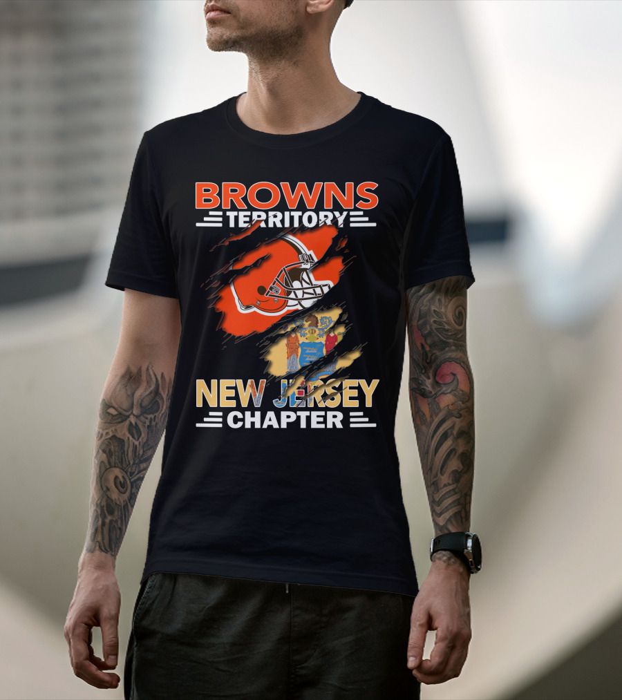 Browns Territory Football Helmet New Jersey Chapter State Flag T-Shirt