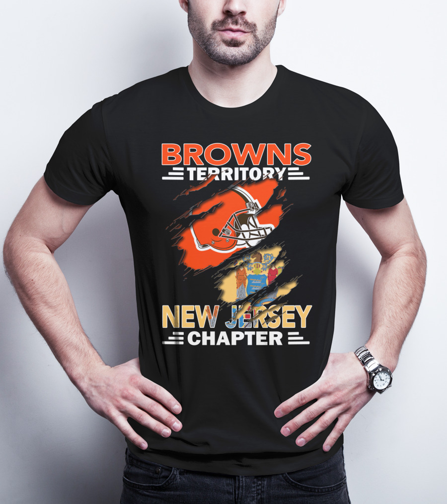 Browns Territory Football Helmet New Jersey Chapter State Flag T-Shirt