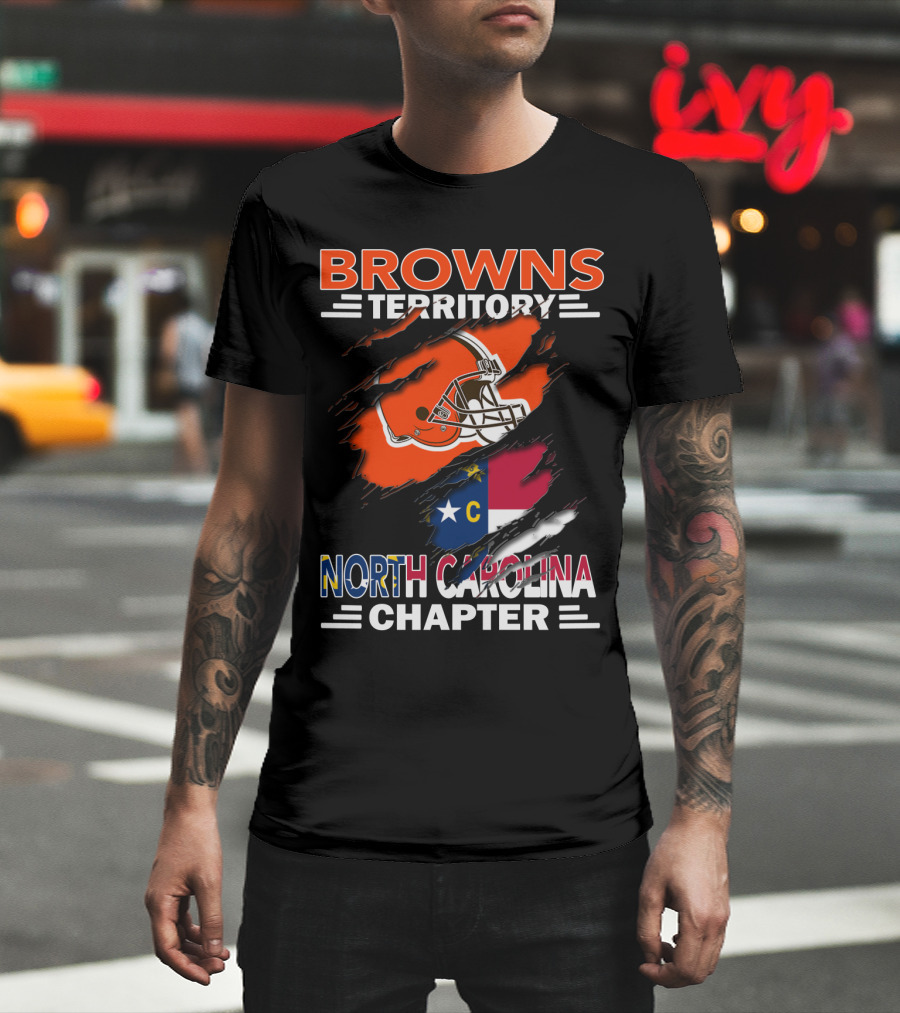 Browns Territory North Carolina Chapter Helmet And Flag T-Shirt