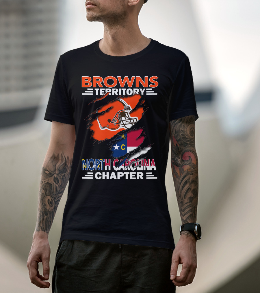 Browns Territory North Carolina Chapter Helmet And Flag T-Shirt
