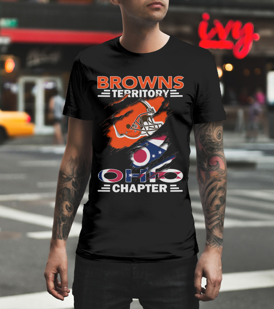Browns Territory Ohio Chapter Helmet Flag T-Shirt