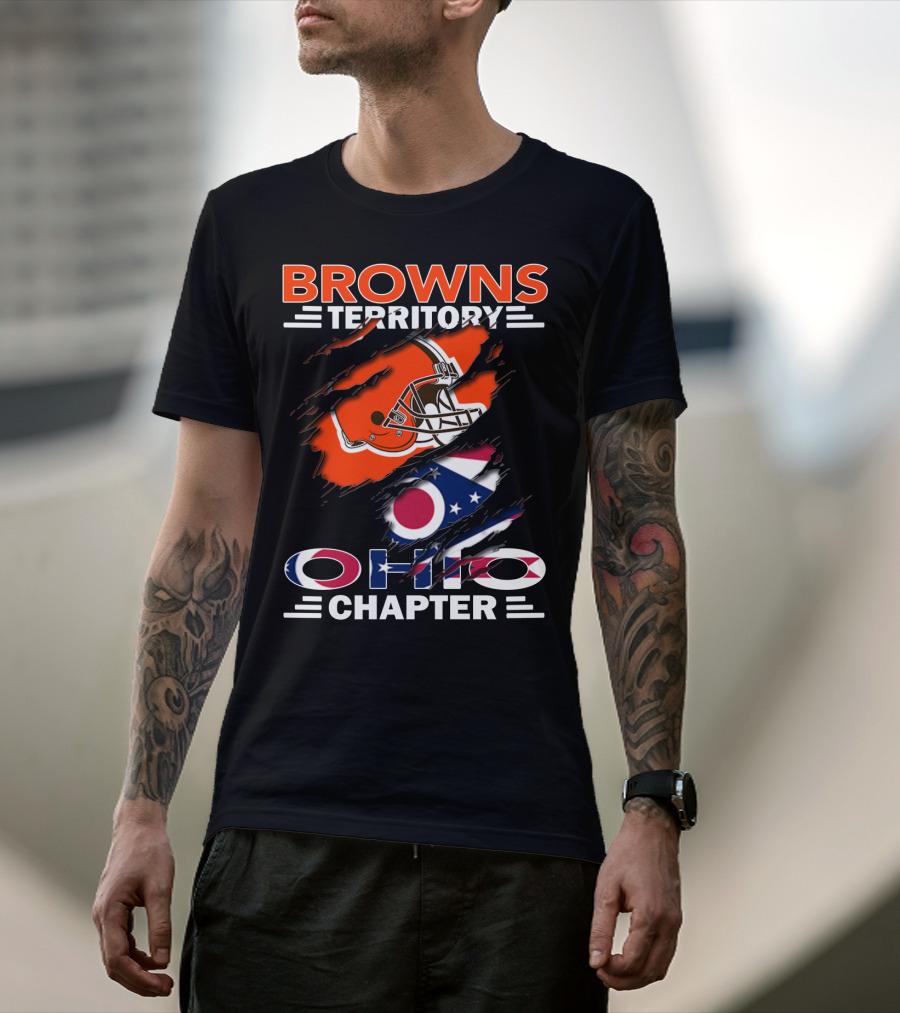 Browns Territory Ohio Chapter Helmet Flag T-Shirt