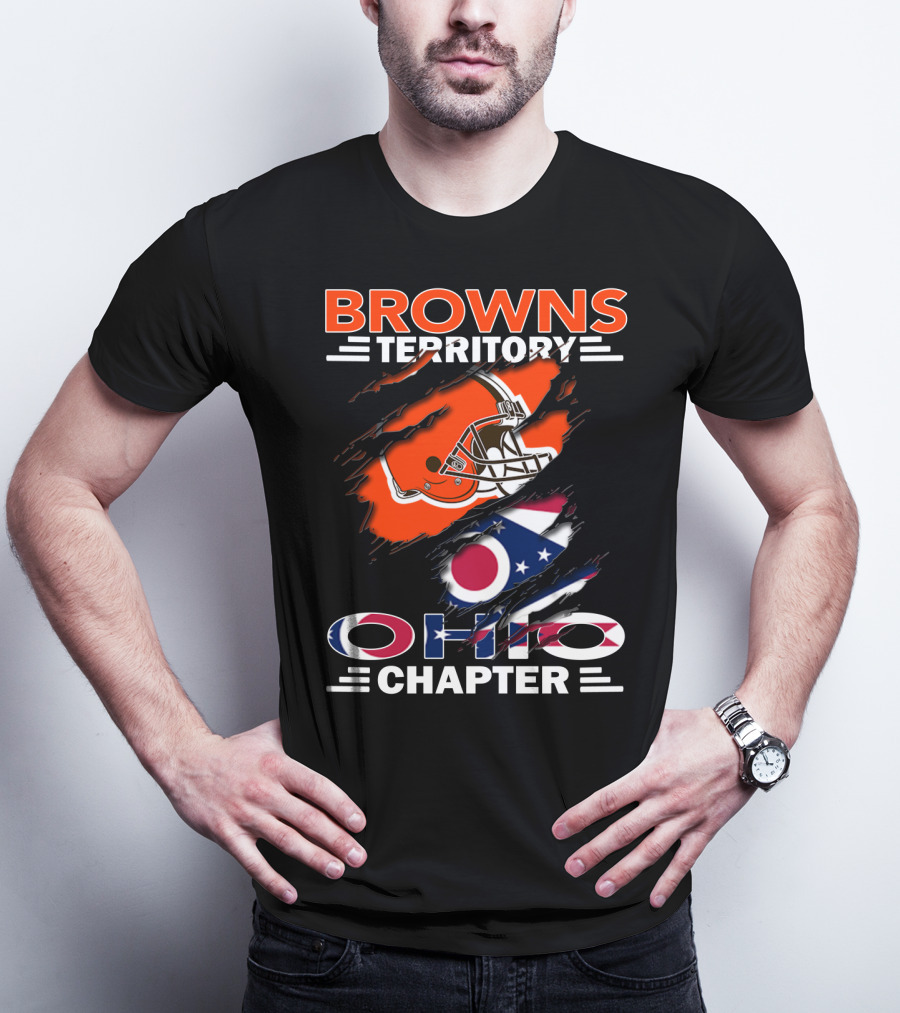 Browns Territory Ohio Chapter Helmet Flag T-Shirt