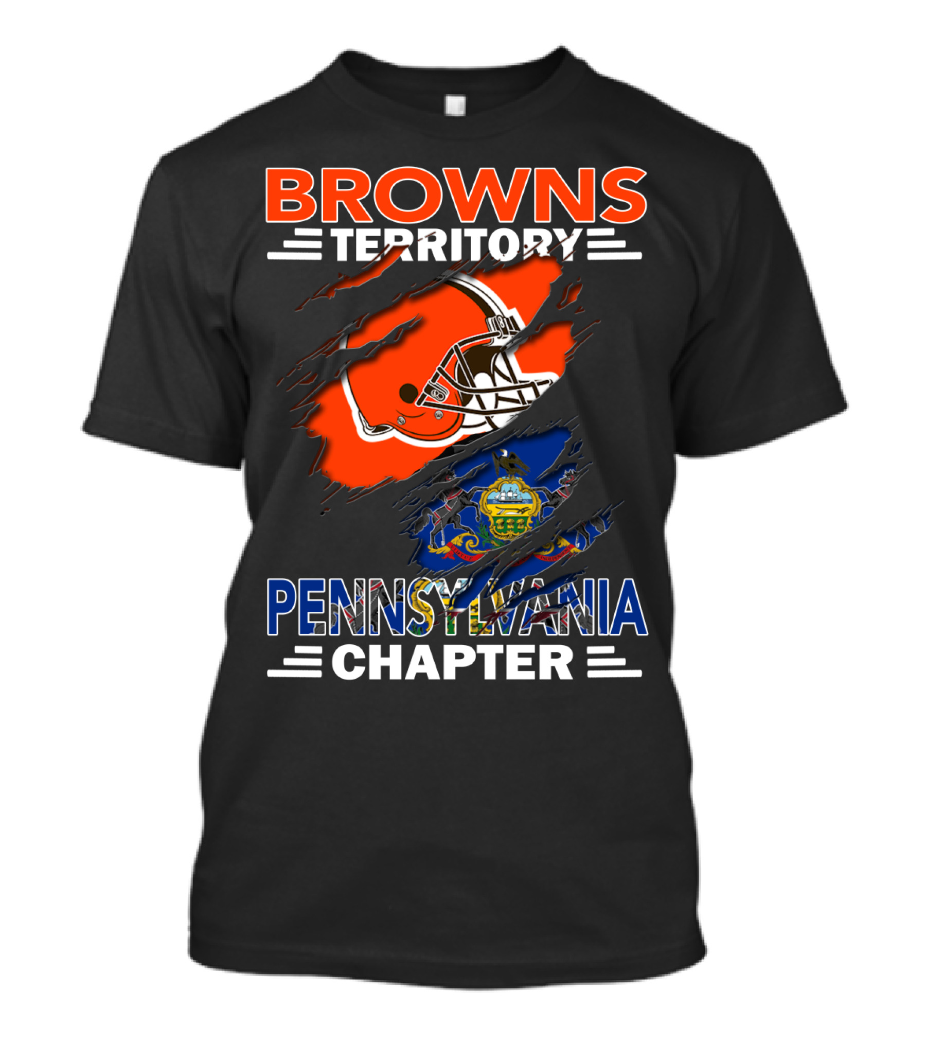 Browns Territory Pennsylvania Chapter Football Helmet State Flag T-Shirt