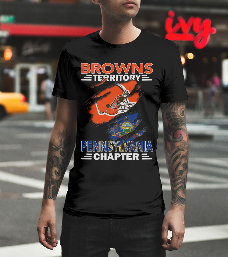 Browns Territory Pennsylvania Chapter Football Helmet State Flag T-Shirt