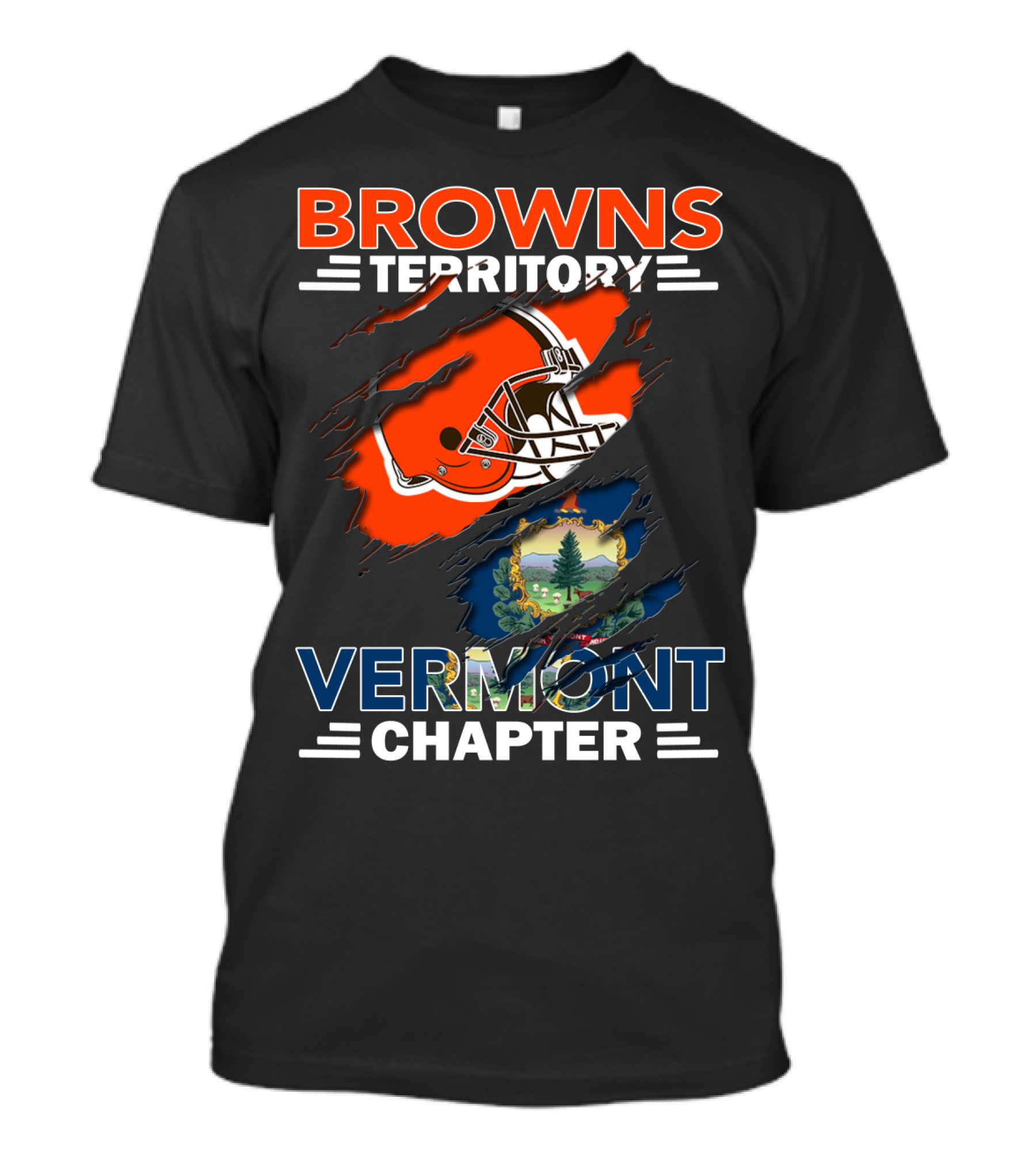 Browns Territory Vermont Chapter Helmet And Vermont State T-Shirt