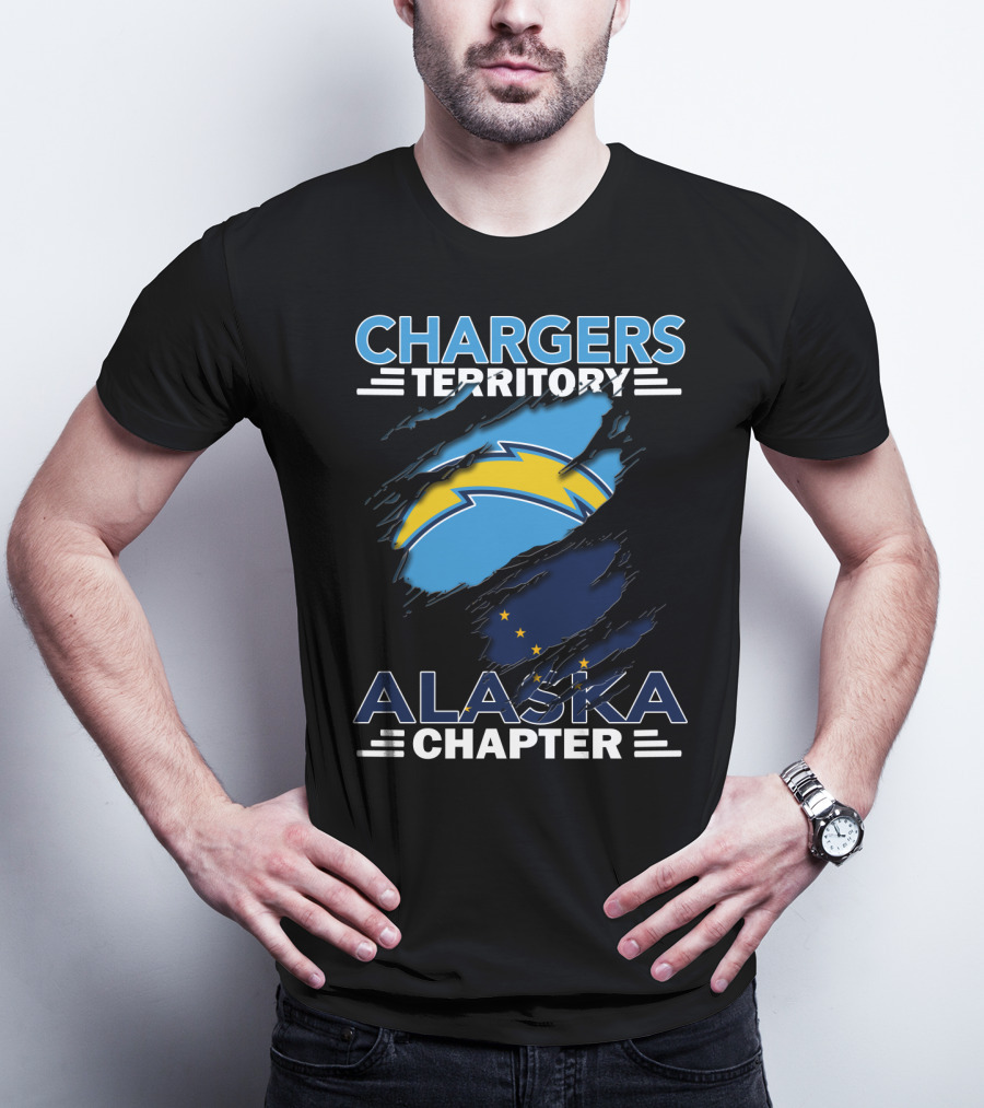 Chargers Territory Alaska Chapter Ripped Lightning Bolt And Stars T-Shirt