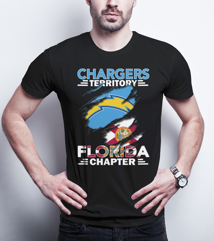 Chargers Territory Florida Chapter Logo With Florida State Flag And Bolt T-Shirt