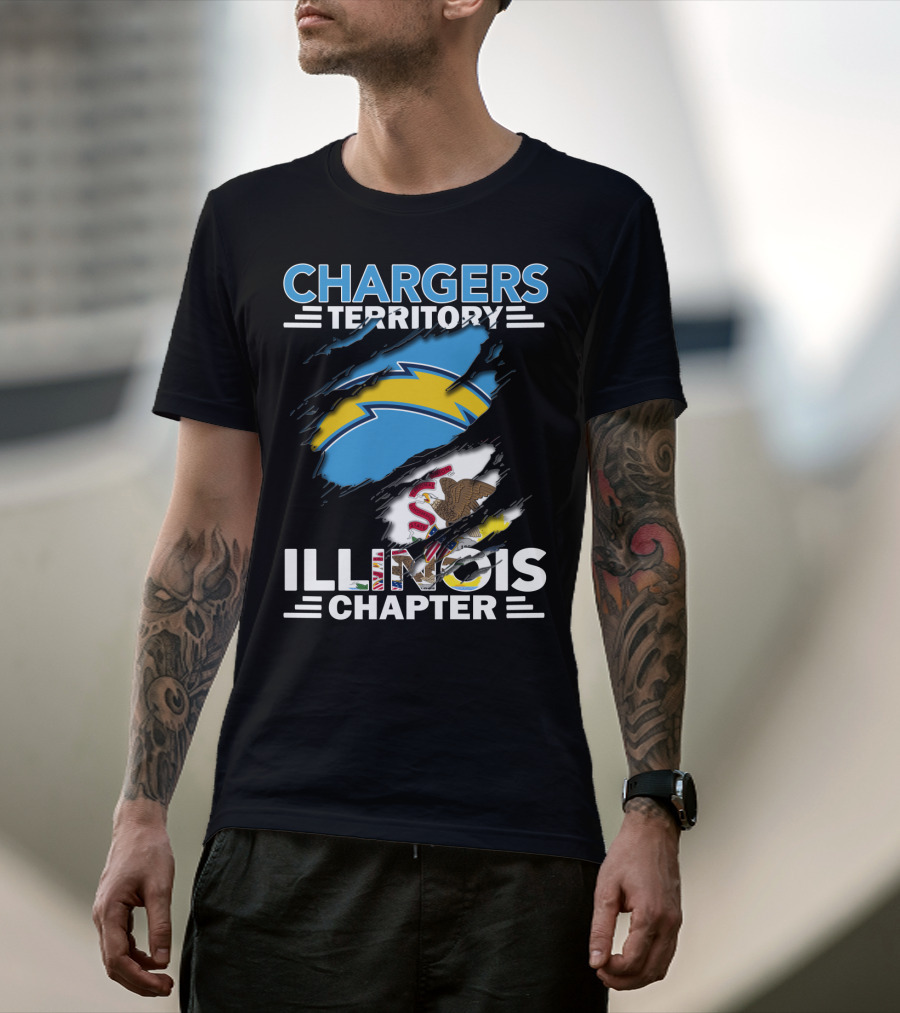 Chargers Territory Illinois Chapter State Flag Bolt T-Shirt