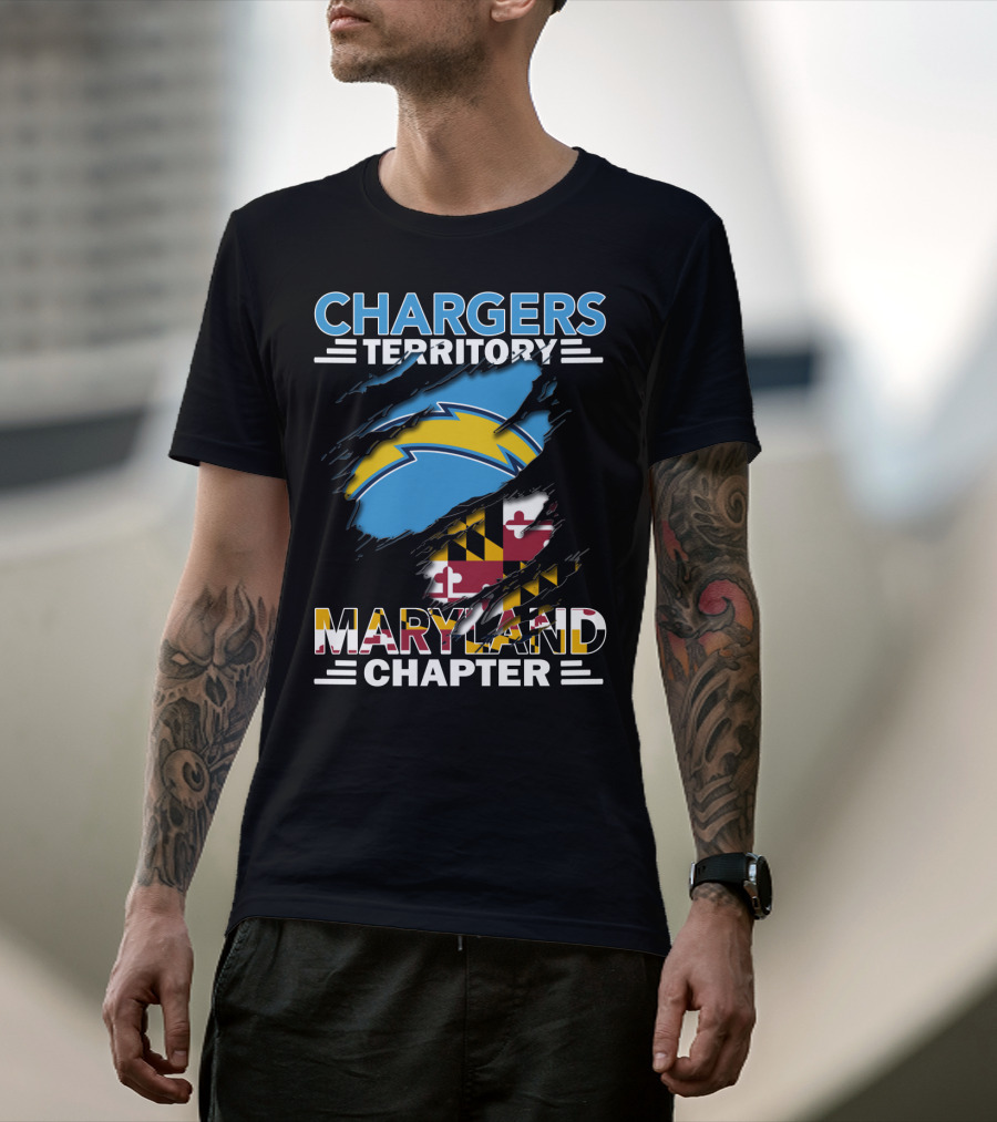 Chargers Territory Maryland Chapter With Maryland Flag And Chargers T-Shirt