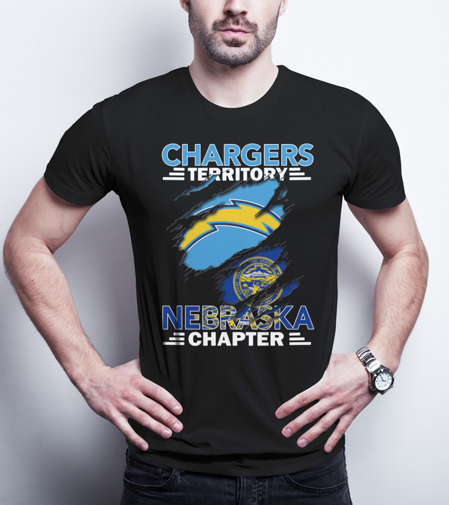 Chargers Territory Nebraska Chapter Los Angeles Chargers Logo Nebraska State Flag T-Shirt