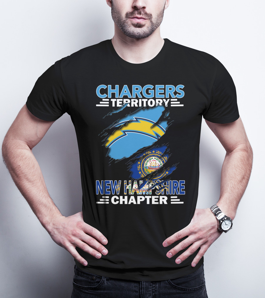 Chargers Territory New Hampshire Chapter State Flag And Lightning Bolt T-Shirt