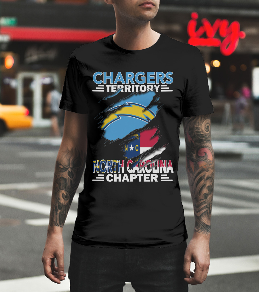 Chargers Territory North Carolina Chapter Logo With State Flag And Team T-Shirt