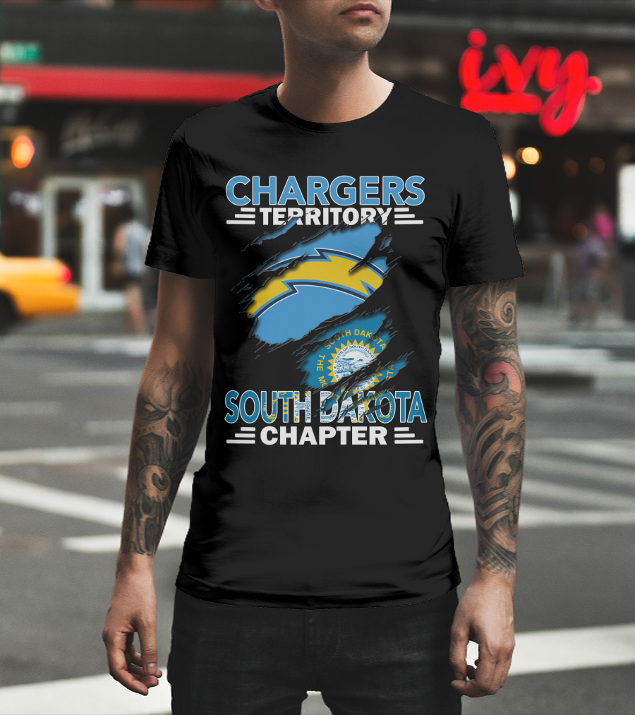 Chargers Territory South Dakota Chapter State Flag Lightning Bolt T-Shirt
