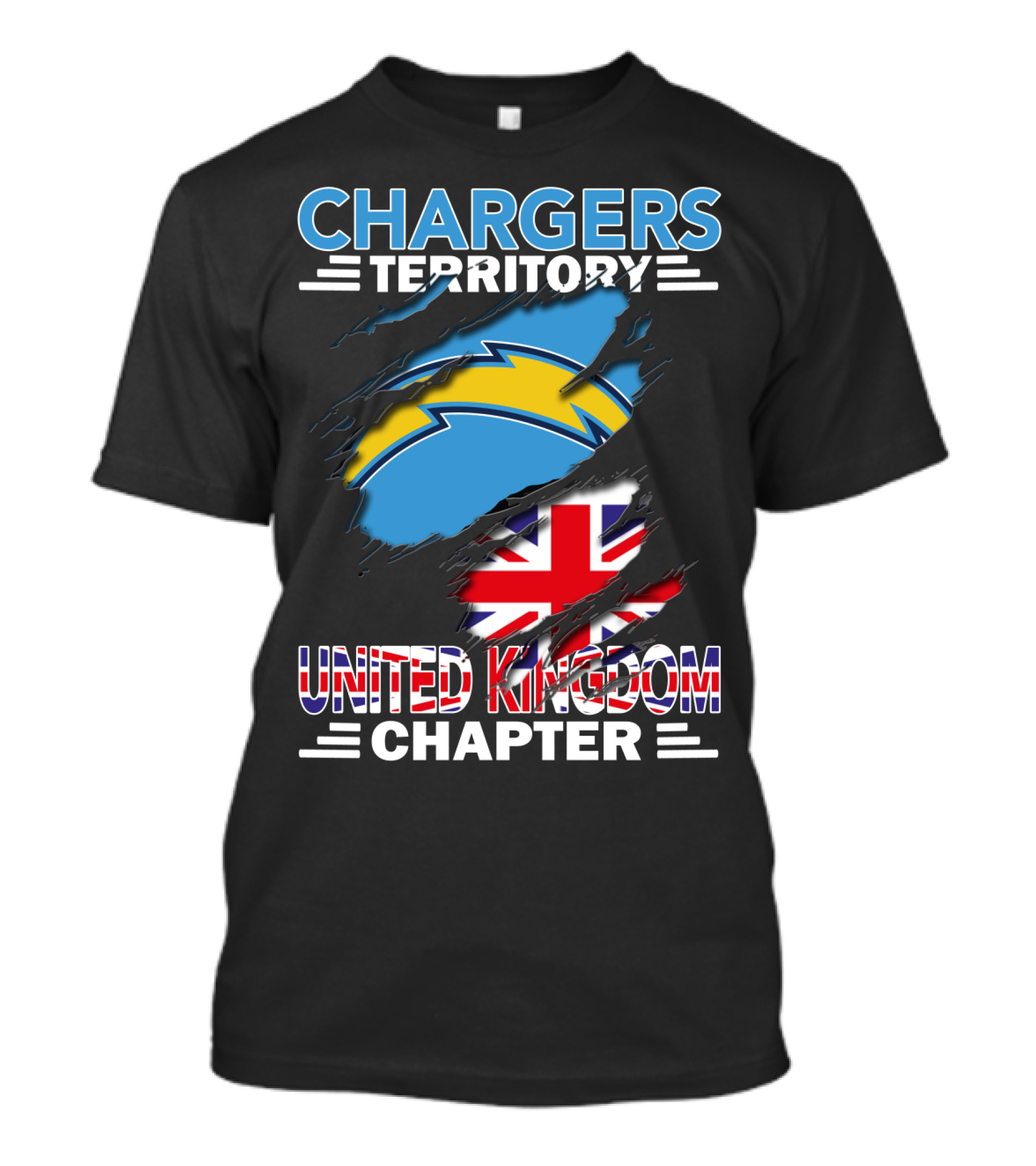 Chargers Territory United Kingdom Chapter Union Flag And Bolt T-Shirt