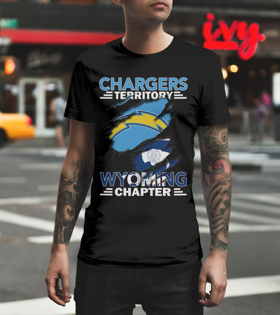 Chargers Territory Wyoming Chapter Logo With State Flag Background T-Shirt