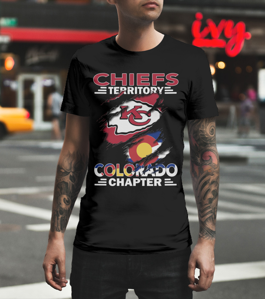 Chiefs Territory Colorado Chapter Kc Logo Colorado Flag T-Shirt