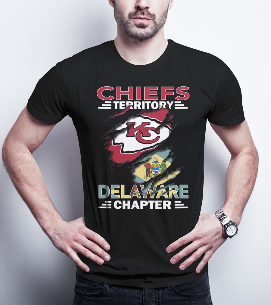 Chiefs Territory Delaware Chapter Kansas City Logo State Flag T-Shirt