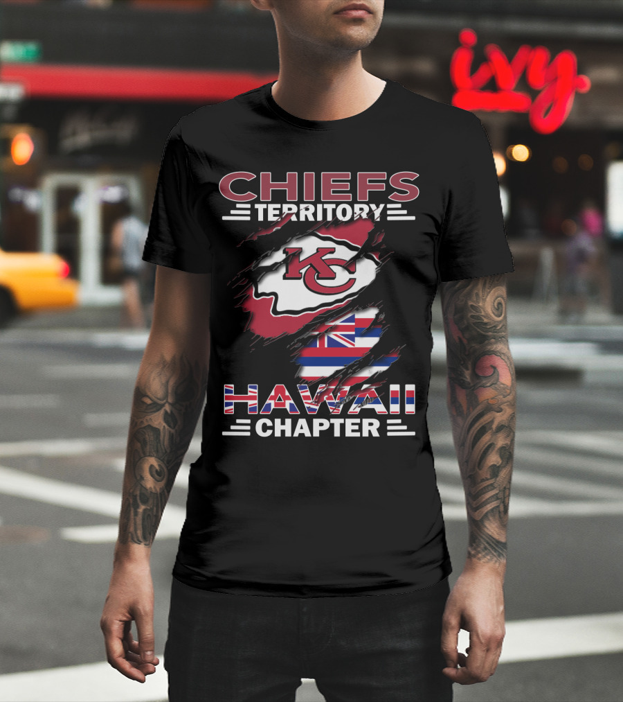 Chiefs Territory Hawaii Chapter KC Logo Hawaiian Flag T-Shirt