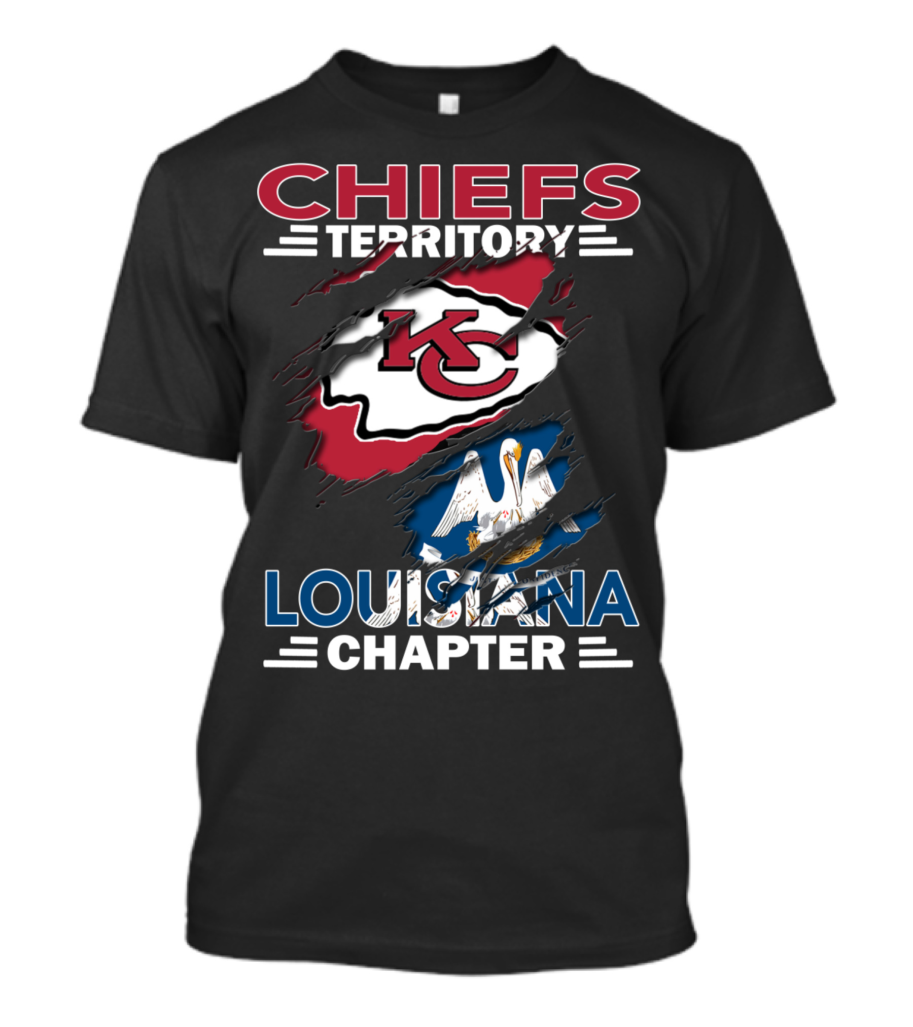 Chiefs Territory Louisiana Chapter KC Logo And State Flag T-Shirt