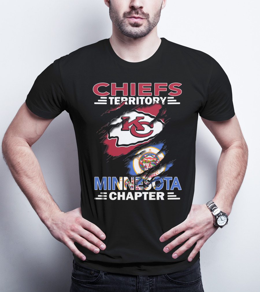 Chiefs Territory Minnesota Chapter With Kansas City Logo And Minnesota State Emblem T-Shirt