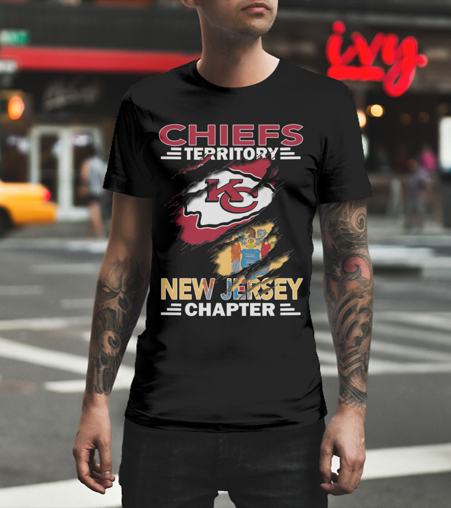 Chiefs Territory New Jersey Chapter KC Logo And State Emblem T-Shirt