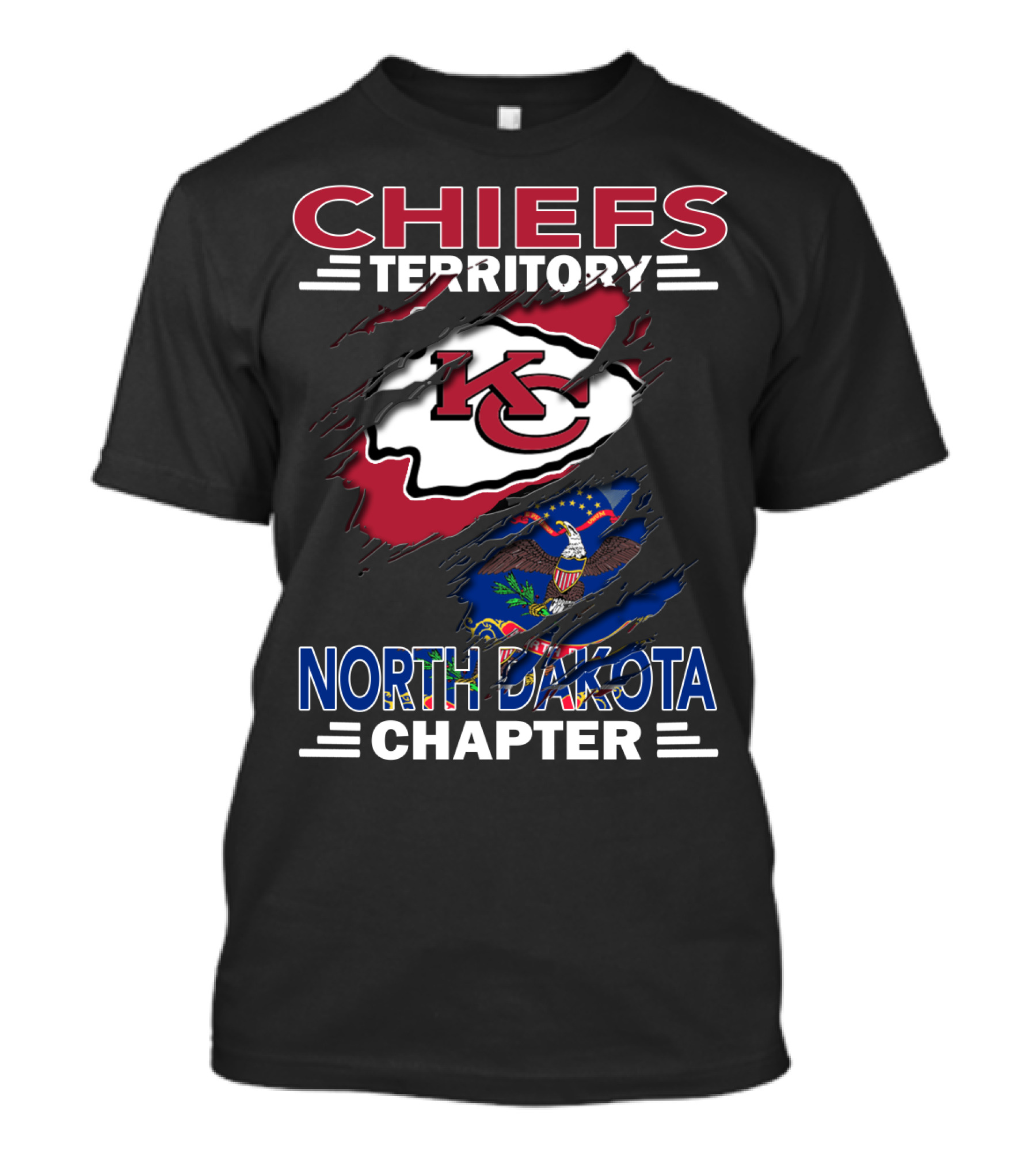 Chiefs Territory North Dakota Chapter KC Logo State Flag T-Shirt