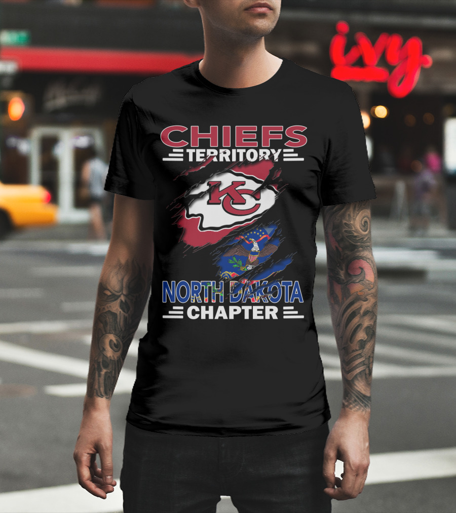 Chiefs Territory North Dakota Chapter KC Logo State Flag T-Shirt