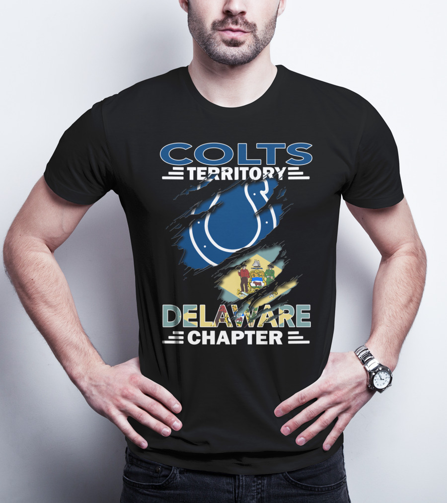 Colts Territory Delaware Chapter With Flag And Horseshoe T-Shirt