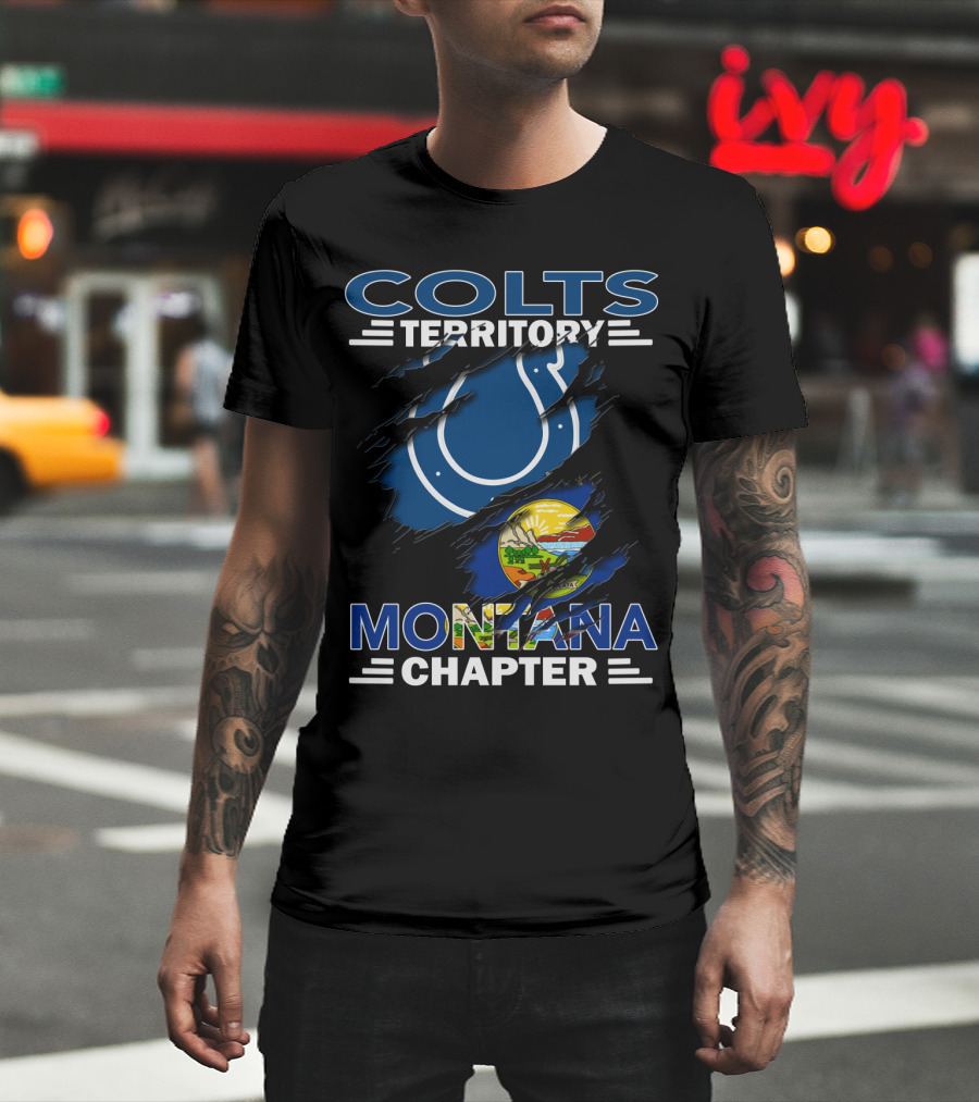 Colts Territory Montana Chapter State Flag And Horseshoe T-Shirt