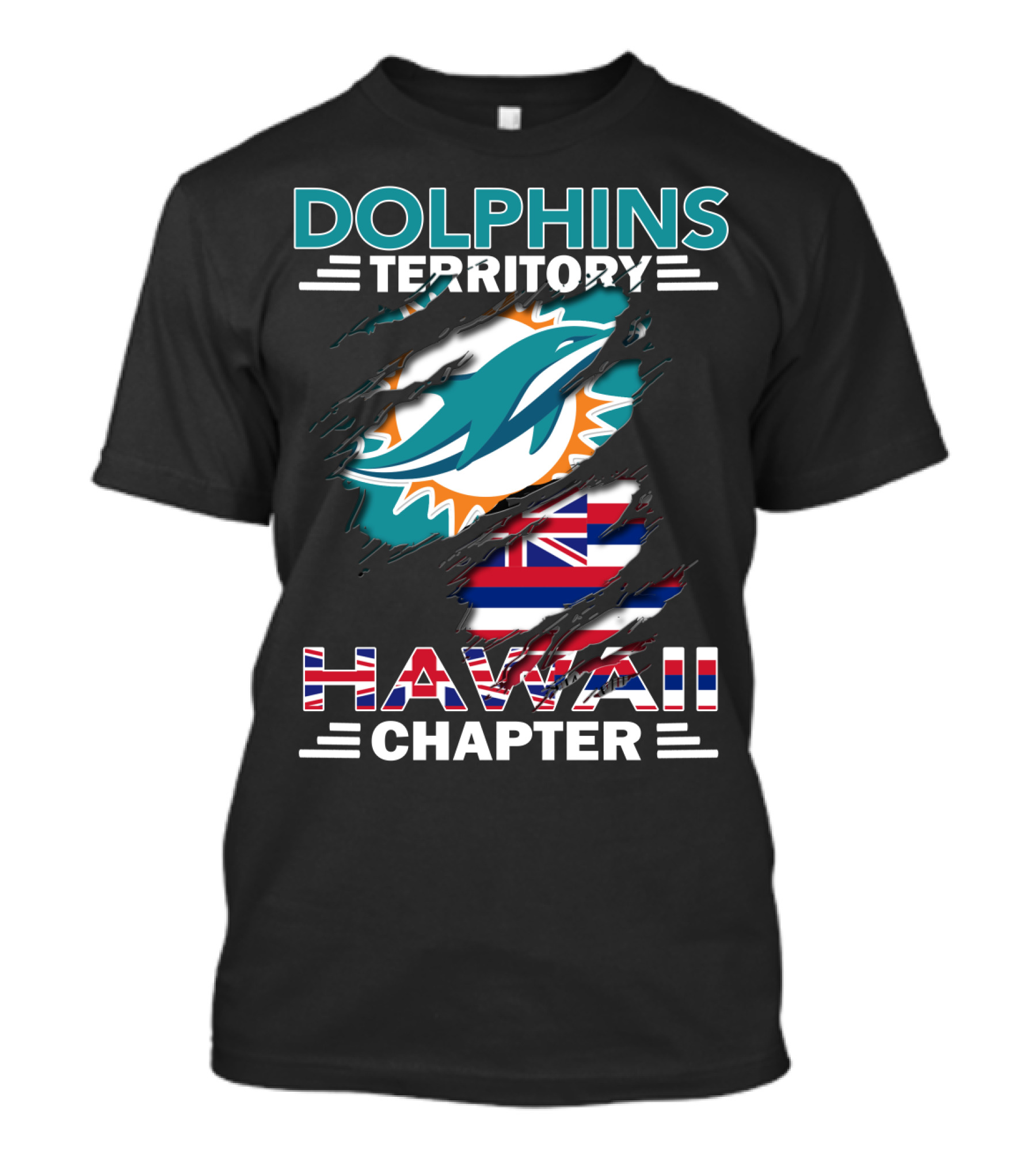 Dolphins Territory Hawaii Chapter Miami Dolphins Hawaii Flag Fan Gear T-Shirt