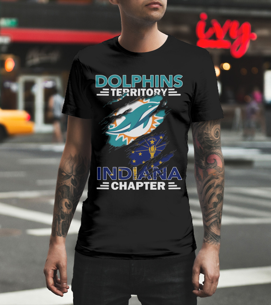 Dolphins Territory Indiana Chapter Miami Logo Indiana Flag Combination T-Shirt