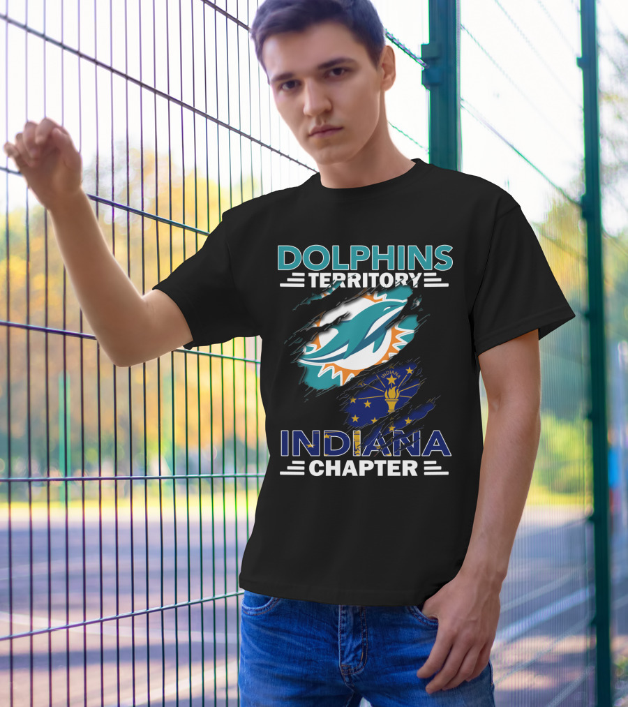 Dolphins Territory Indiana Chapter Miami Logo Indiana Flag Combination T-Shirt