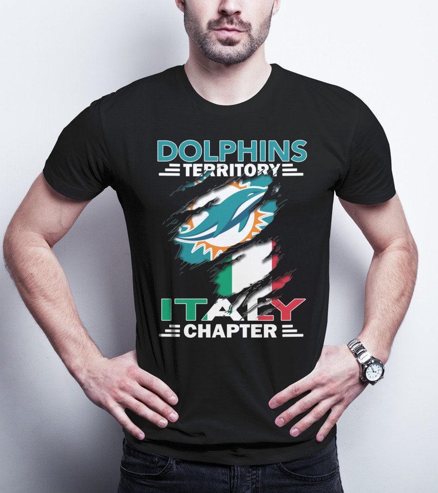 Dolphins Territory Italy Chapter Miami Logo Italian Flag T-Shirt