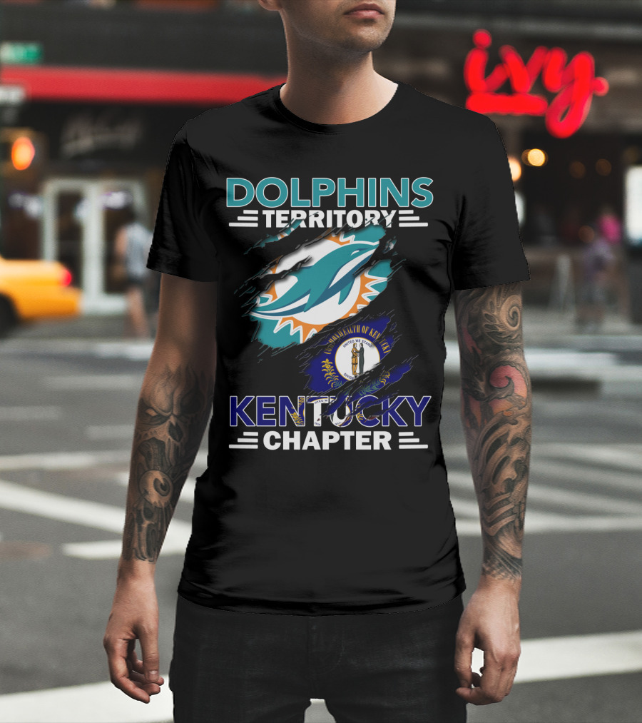 Dolphins Territory Kentucky Chapter Miami Dolphins Kentucky Flag T-Shirt