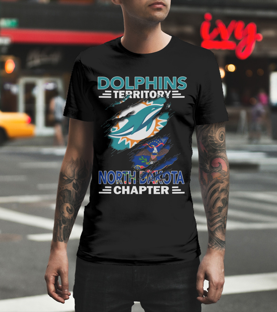 Dolphins Territory North Dakota Chapter Miami Football Fan Flag T-Shirt