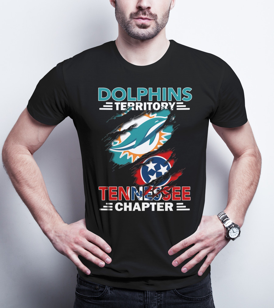 Dolphins Territory Tennessee Chapter Miami Logo And Tennessee Flag T-Shirt
