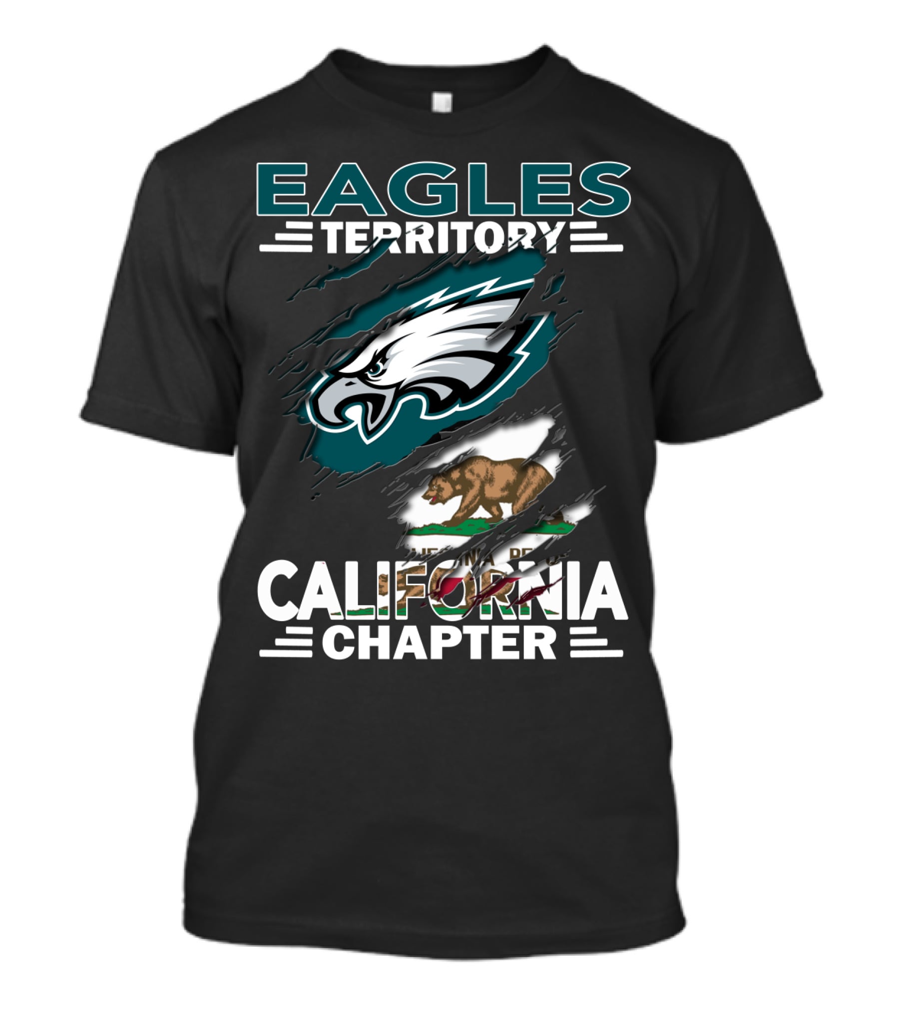 Eagles Territory California Chapter Logo With Bear And Eagle Graphics T-Shirt