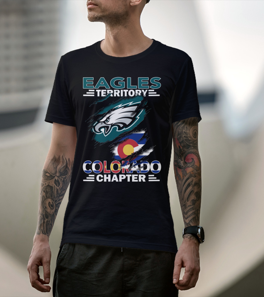 Eagles Territory Colorado Chapter Philadelphia Football Colorado Flag T-Shirt
