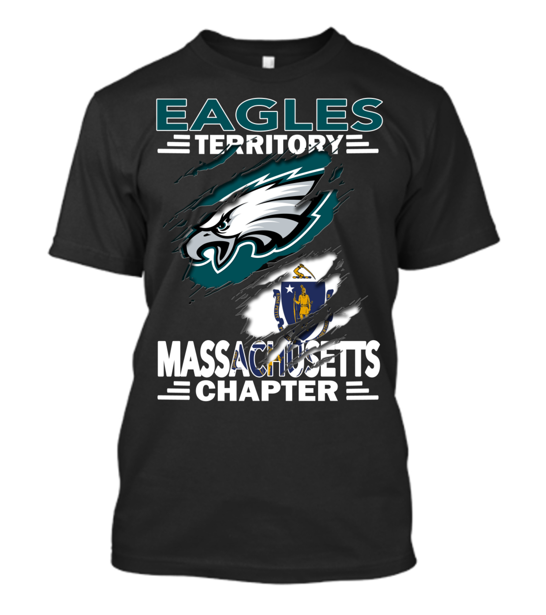 Eagles Territory Massachusetts Chapter Logo With State Flag Integration T-Shirt