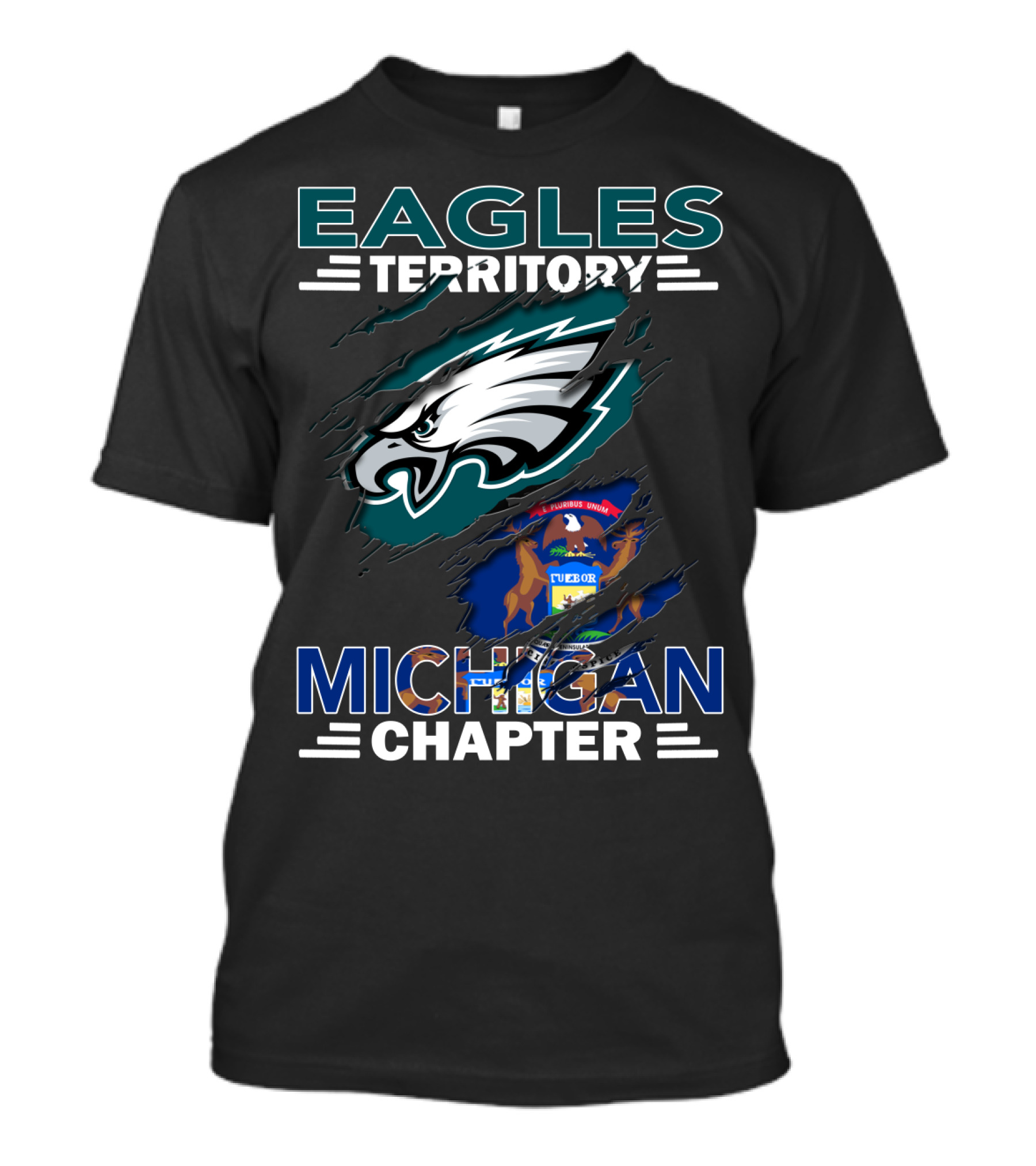 Eagles Territory Michigan Chapter Philadelphia Eagles Logo Michigan State Flag T-Shirt