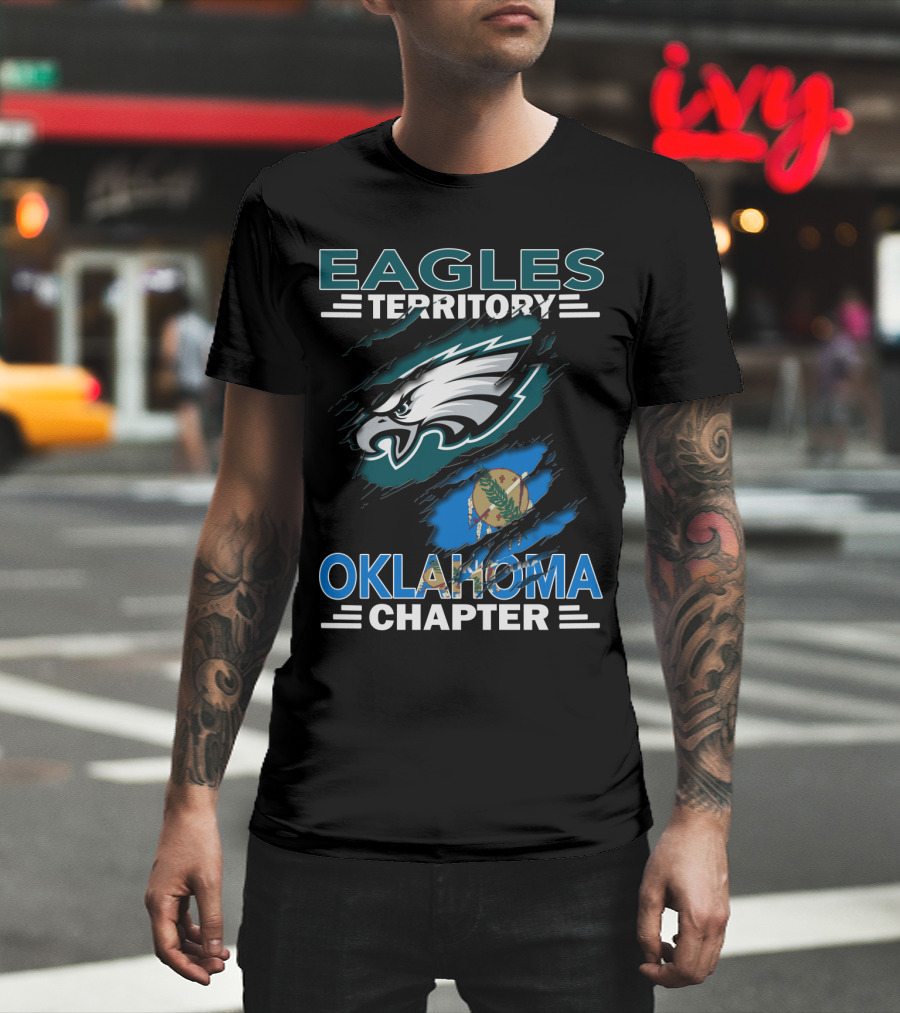 Eagles Territory Oklahoma Chapter Philadelphia Eagles Logo And State Flag T-Shirt
