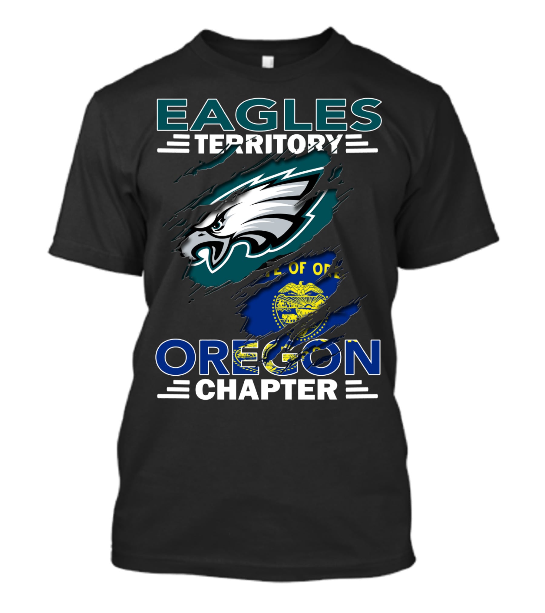 Eagles Territory Oregon Chapter NFL Fan Group Philadelphia Logo And State Flag T-Shirt