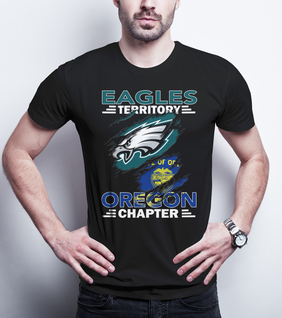 Eagles Territory Oregon Chapter NFL Fan Group Philadelphia Logo And State Flag T-Shirt