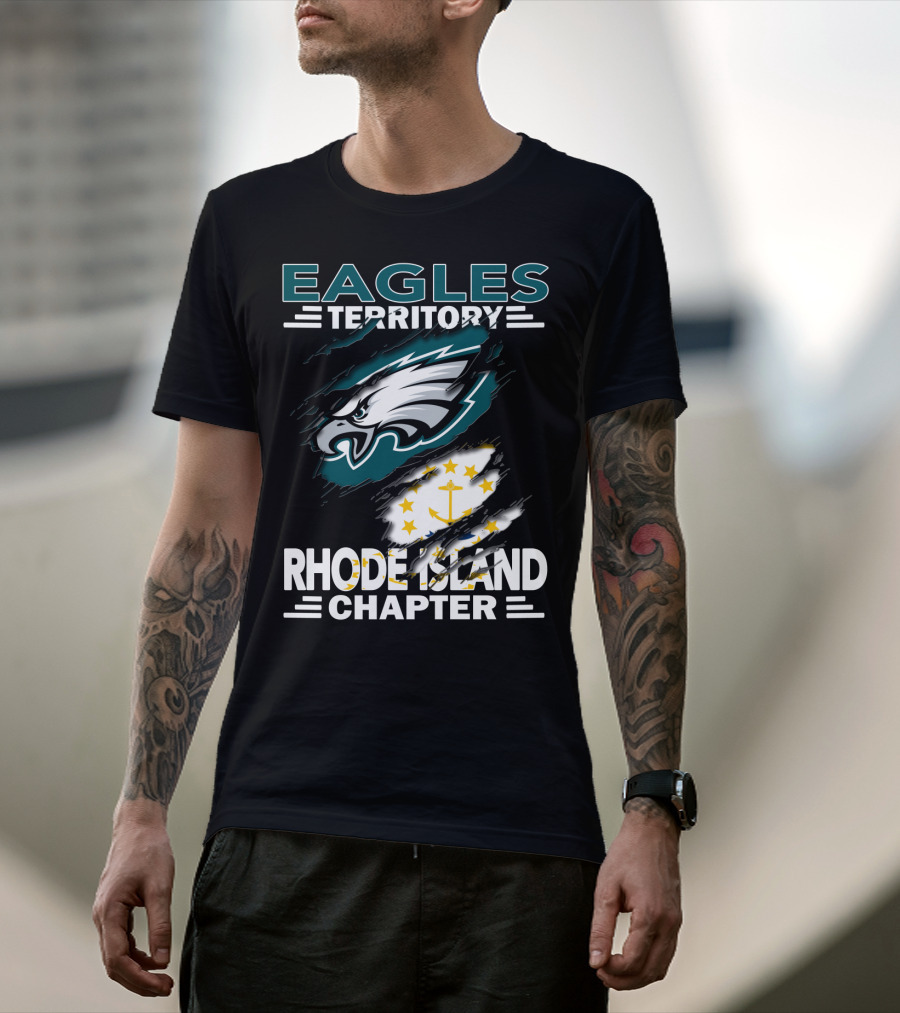 Eagles Territory Rhode Island Chapter Logo With State Flag And Team Insignia T-Shirt