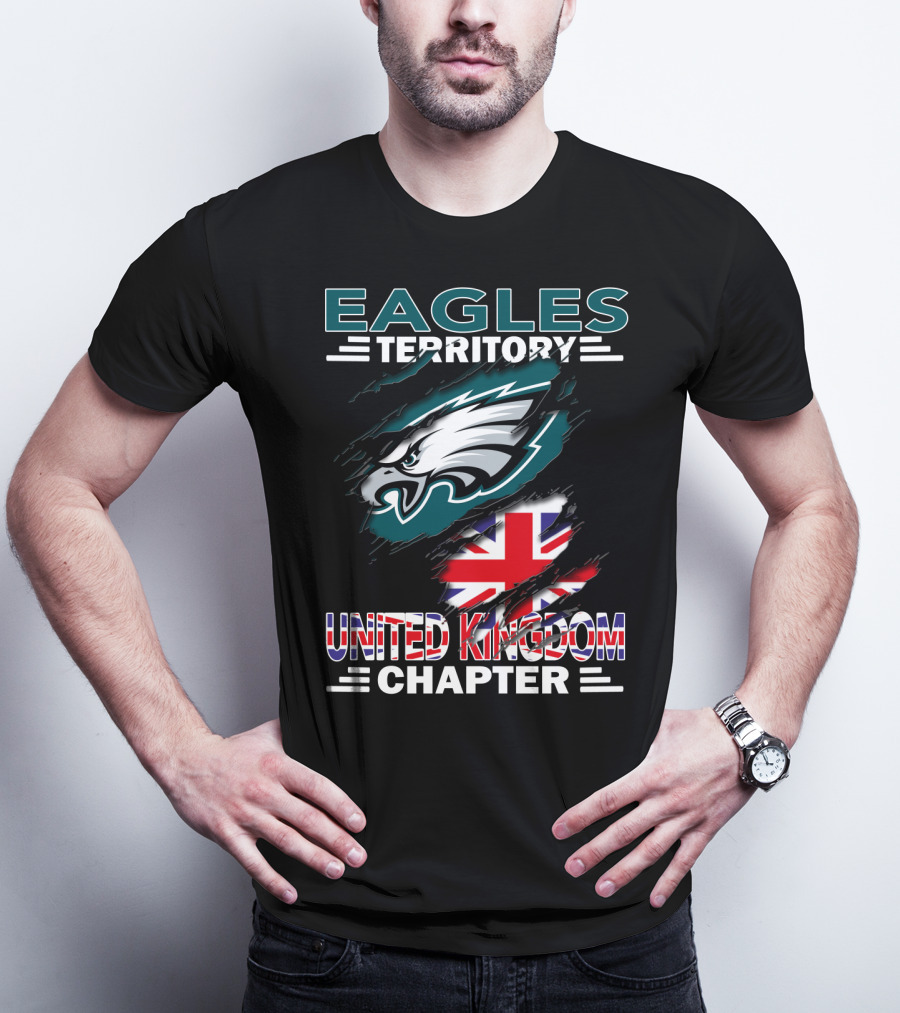 Eagles Territory United Kingdom Chapter NFL Team Logo Union Jack T-Shirt