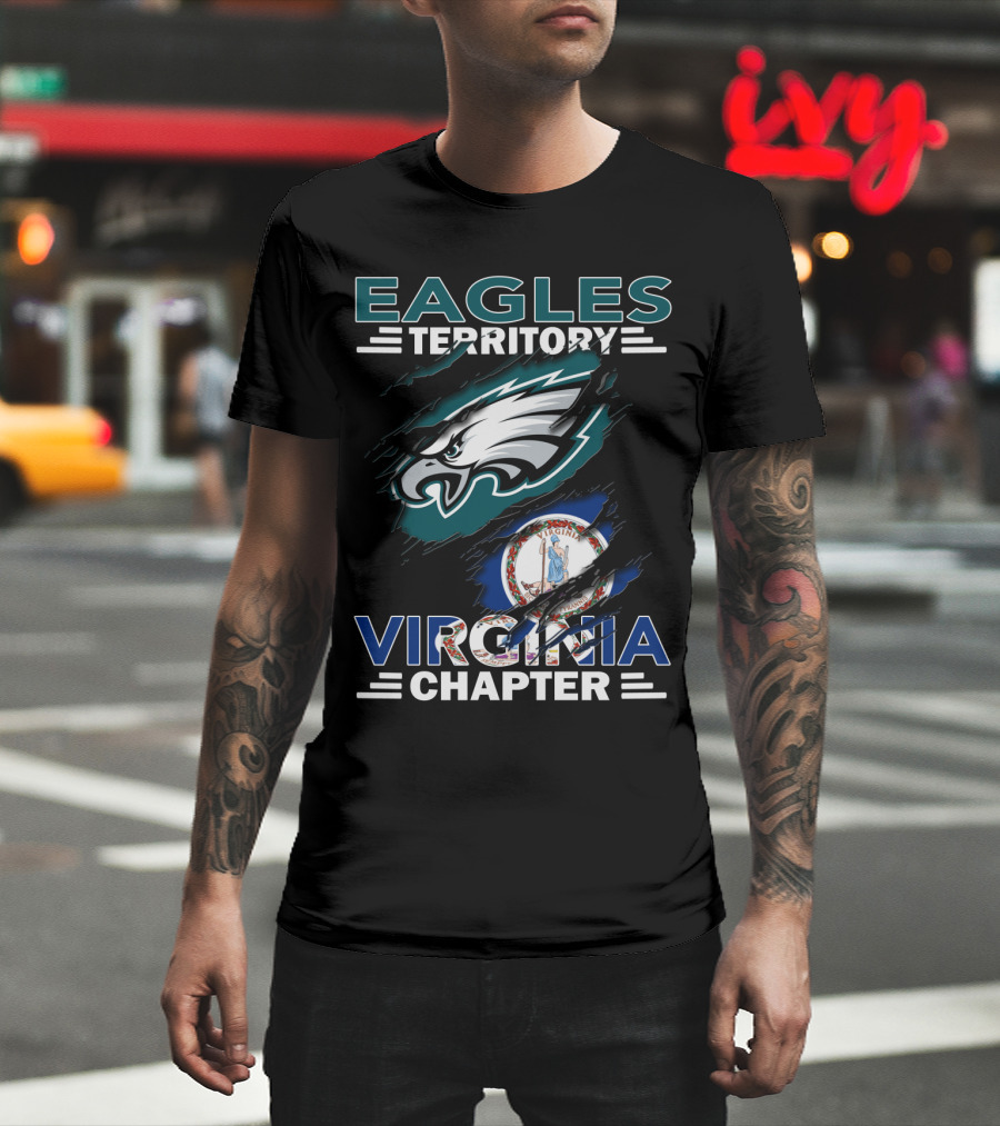 Eagles Territory Virginia Chapter With Philadelphia Eagles Logo And Virginia State Flag T-Shirt