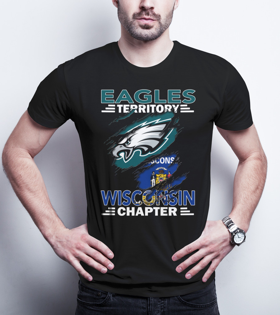 Eagles Territory Wisconsin Chapter Logo Design With State Flag And Team Emblem Elements T-Shirt