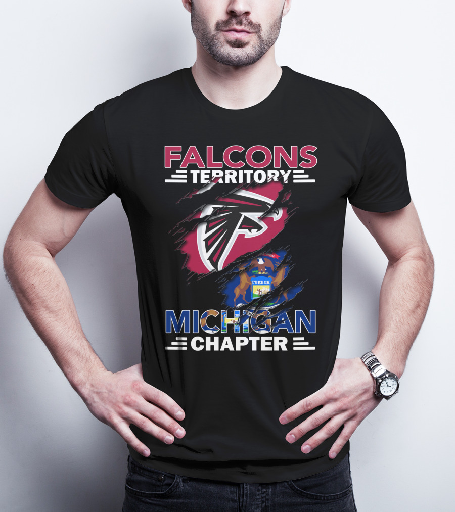 Falcons Territory Michigan Chapter Logo With Michigan State Flag Elements T-Shirt
