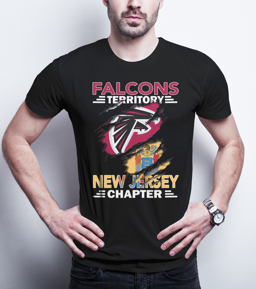 Falcons Territory New Jersey Chapter Falcons Logo And State Flag T-Shirt